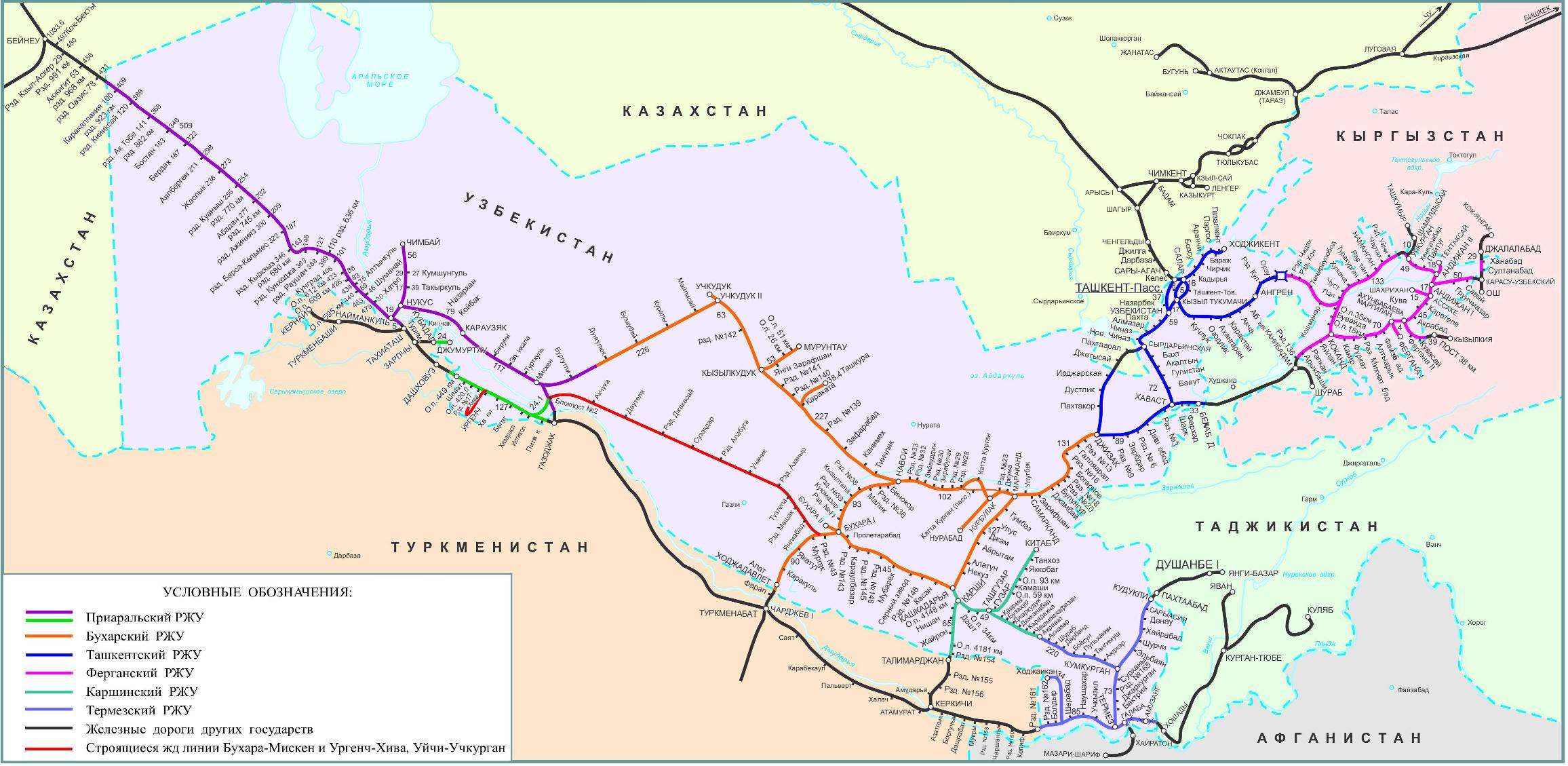JSC « O’zbekiston temir yo’llari » — The scheme of railways of the ...